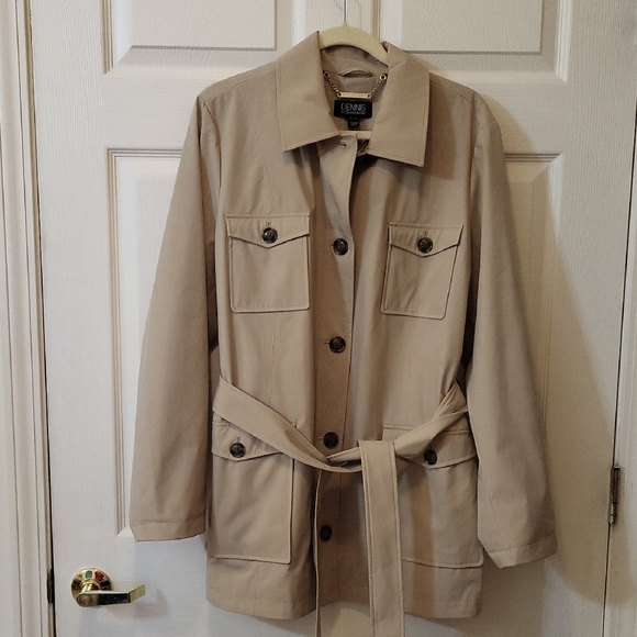 Eddie Bauer | Jackets & Coats | Dennis Basso Beige Belted Jacket | Poshmark